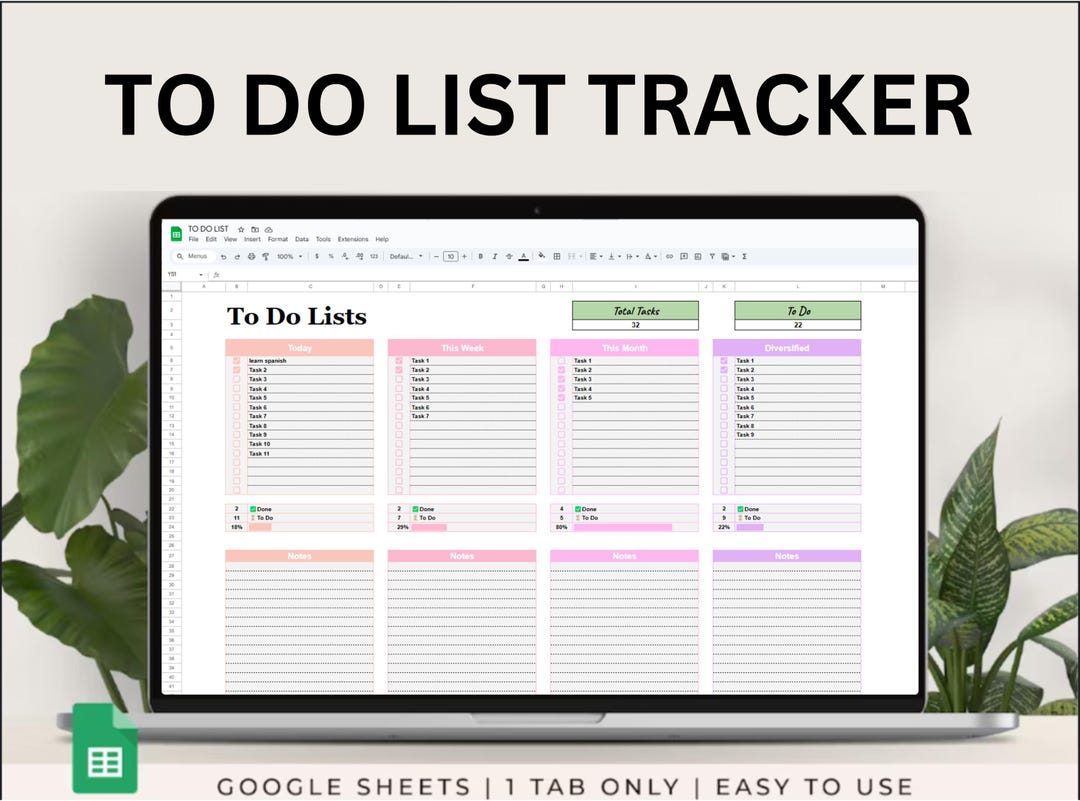 To Do List Tracker Google Sheets Spreadsheet, Daily to Do, Digital ...