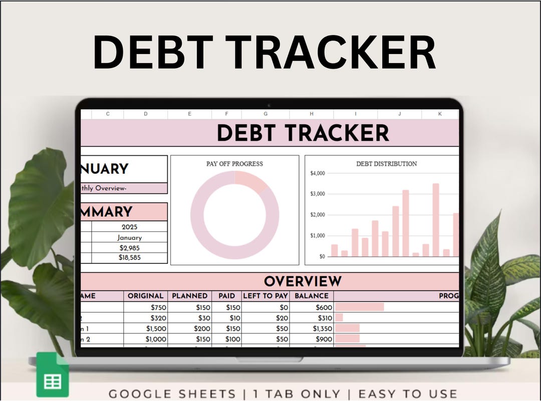Debt Tracker Google Sheets Spreadsheet Monthly Biweekly Budget Tracker ...