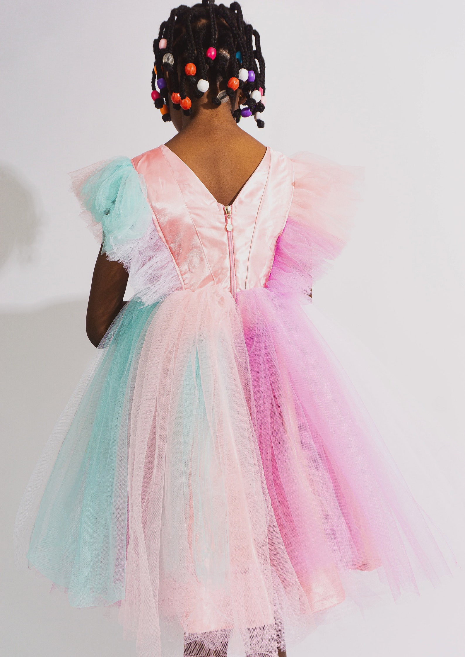 Kids Rainbow Princess Dress, Flower Girls Dress With Bow, Kid Christmas ...