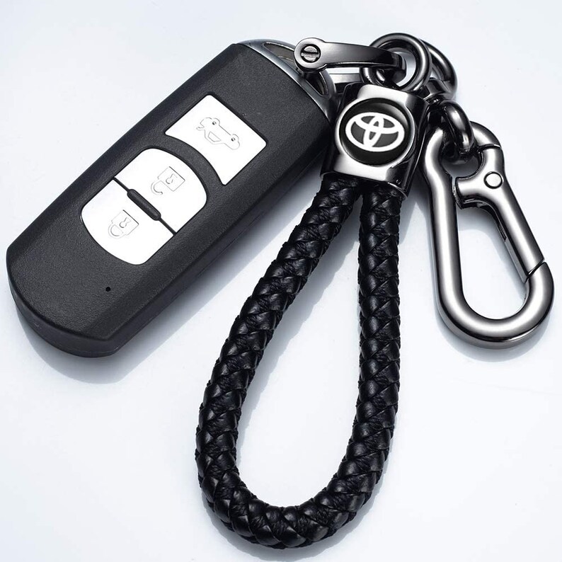 Genuine Toyota Leather Car Logo Keychain Toyota Keyring for - Etsy