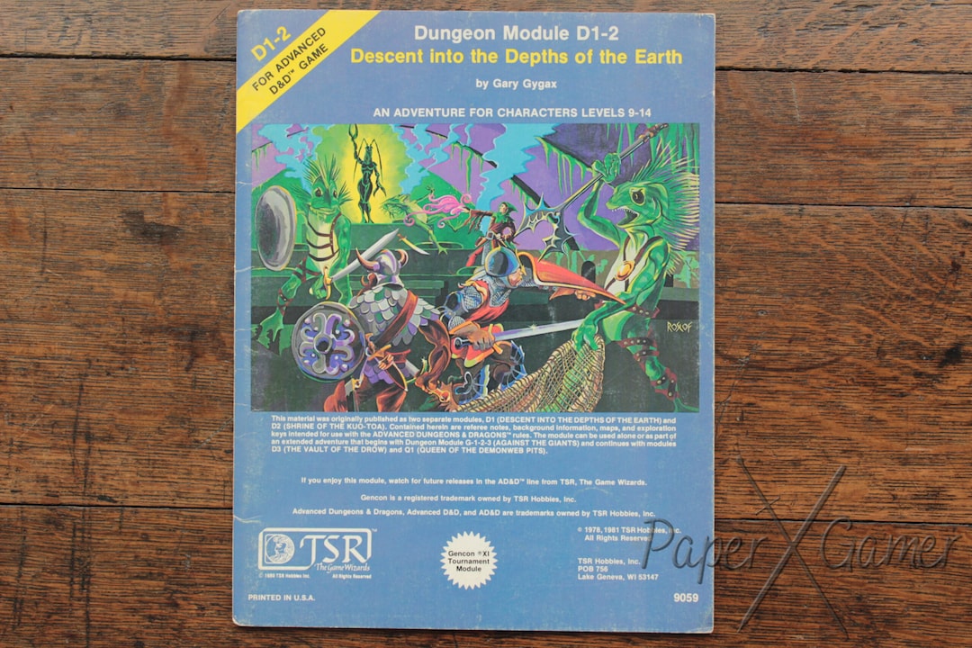Descent Into the Depths of the Earth Colour Cover AD&D 1st Ed Advanced Dungeons and Dragons TSR ...
