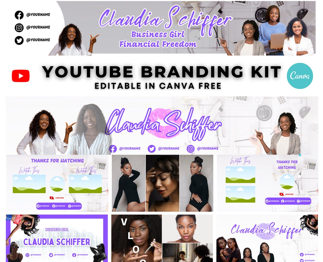 Editable Black Youtube Branding Kit Animated Intro & Outro - Etsy
