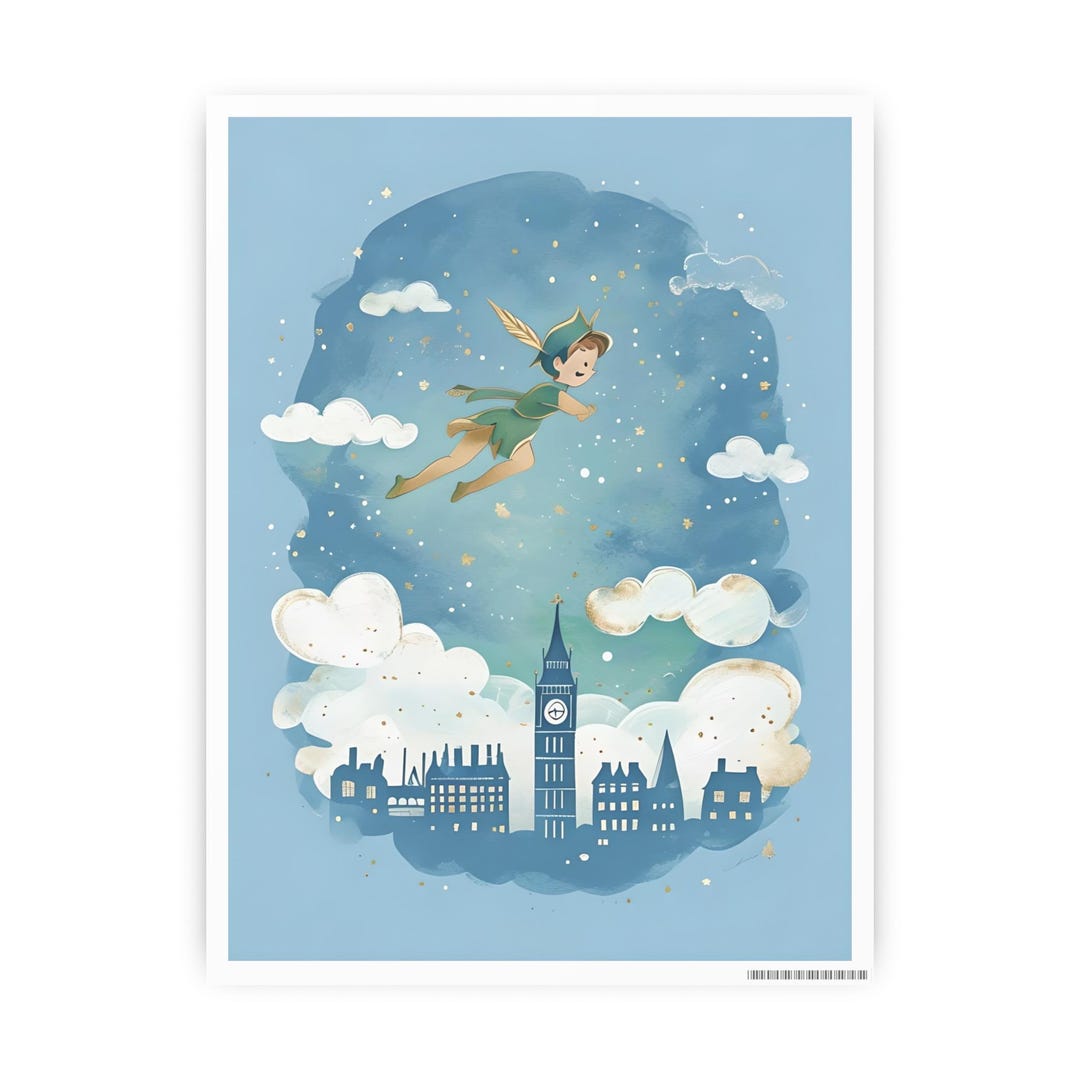 Nursery Poster, Peter Pan Inspired Art Print for Kids Bedroom, Wall ...