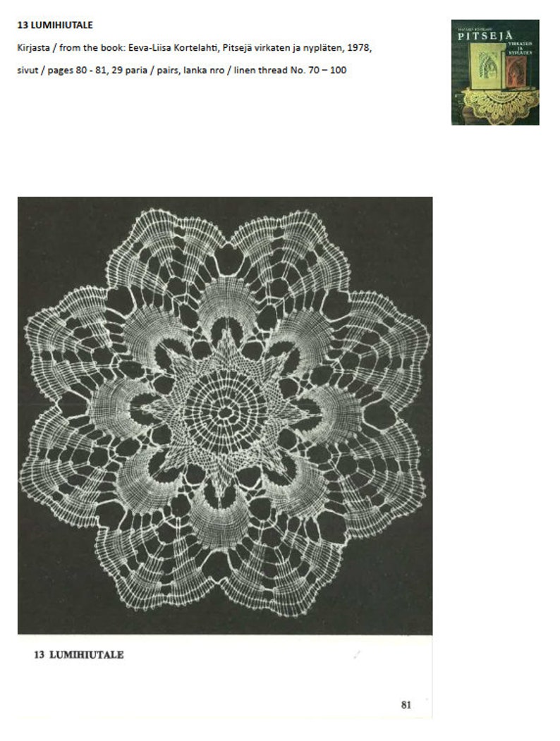 Bobbin Lace, Pricking, Lumihiutale - Etsy