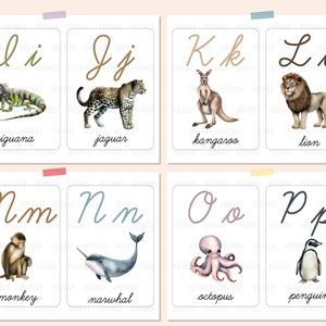 Printable CURSIVE ALPHABET Flash Cards, Cursive Flashcards, Montessori ...