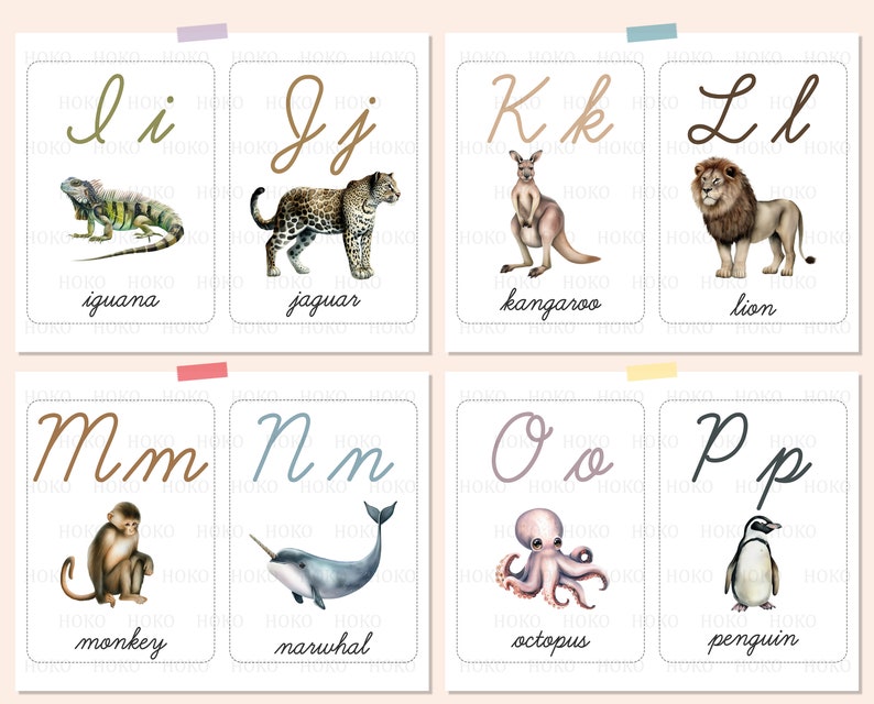 Printable CURSIVE ALPHABET Flash Cards Cursive Flashcards - Etsy