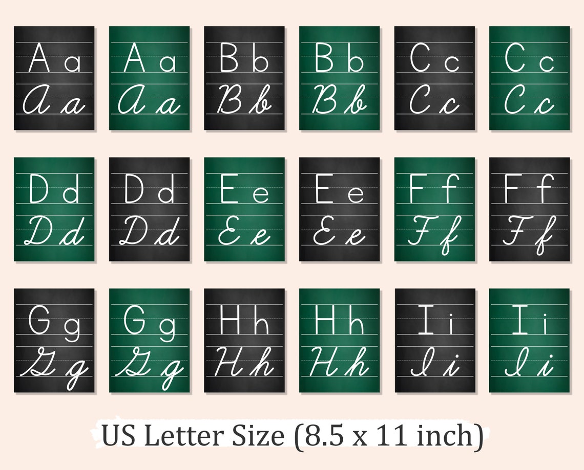 Chalkboard Cursive Alphabet Posters: Classroom Printable (PDF) - Etsy