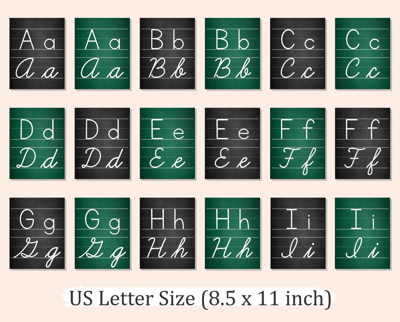 Chalkboard Cursive Alphabet Posters: Classroom Printable (PDF) - Etsy