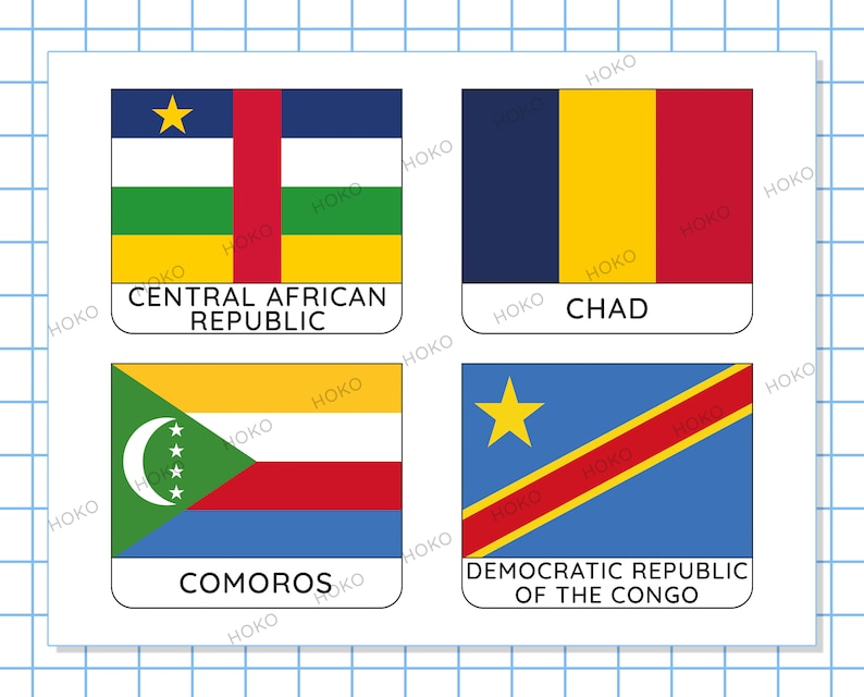 54 AFRICAN FLAGS Flashcards Montessori Africa Countries Flags - Etsy