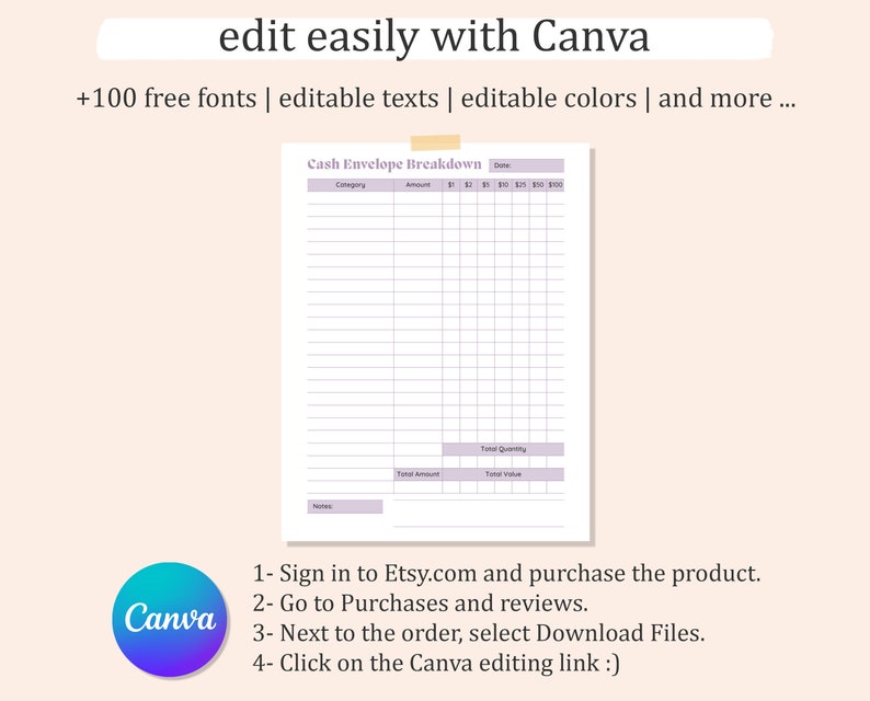 Editable CASH ENVELOPE BREAKDOWN Sheet, Sinking Fund Breakdown, Savings ...