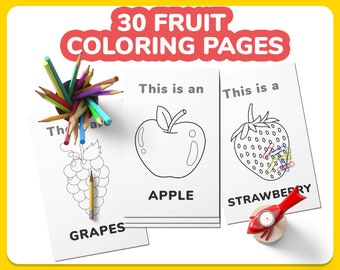 Fruit Coloring and Handwriting Pages for Kids, Printable Coloring Book ...