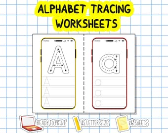 Printable Custom Alphabet Uppercase and Lowercase Tracing Worksheets - Etsy