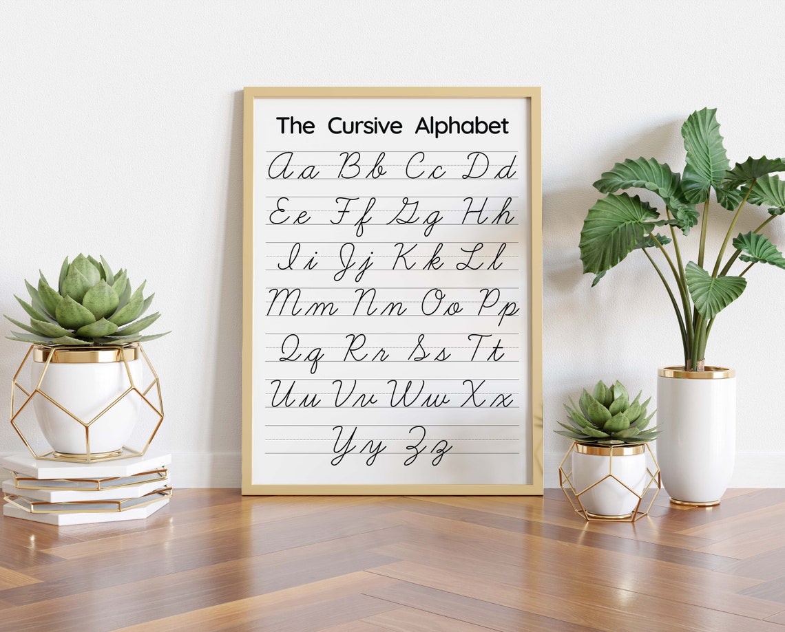 Printable CURSIVE ALPHABET POSTER, Cursive Handwriting Chart, Alphabet ...