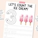 Preschool & Kindergarten NUMBER TRACING WORKSHEETS, 0-10 Count the Ice ...