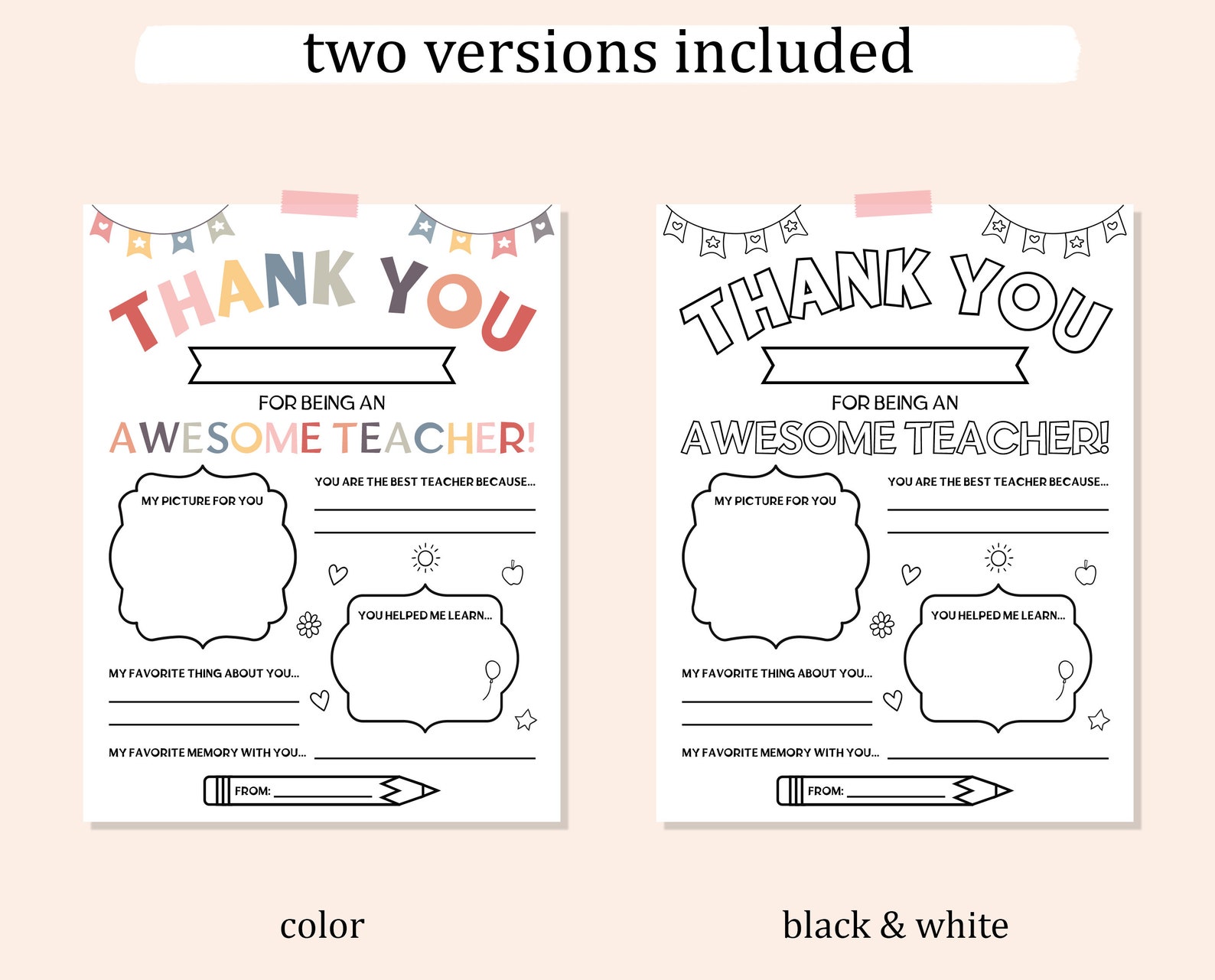 Editable Teacher Appreciation Coloring Page: Printable Gift (digital ...