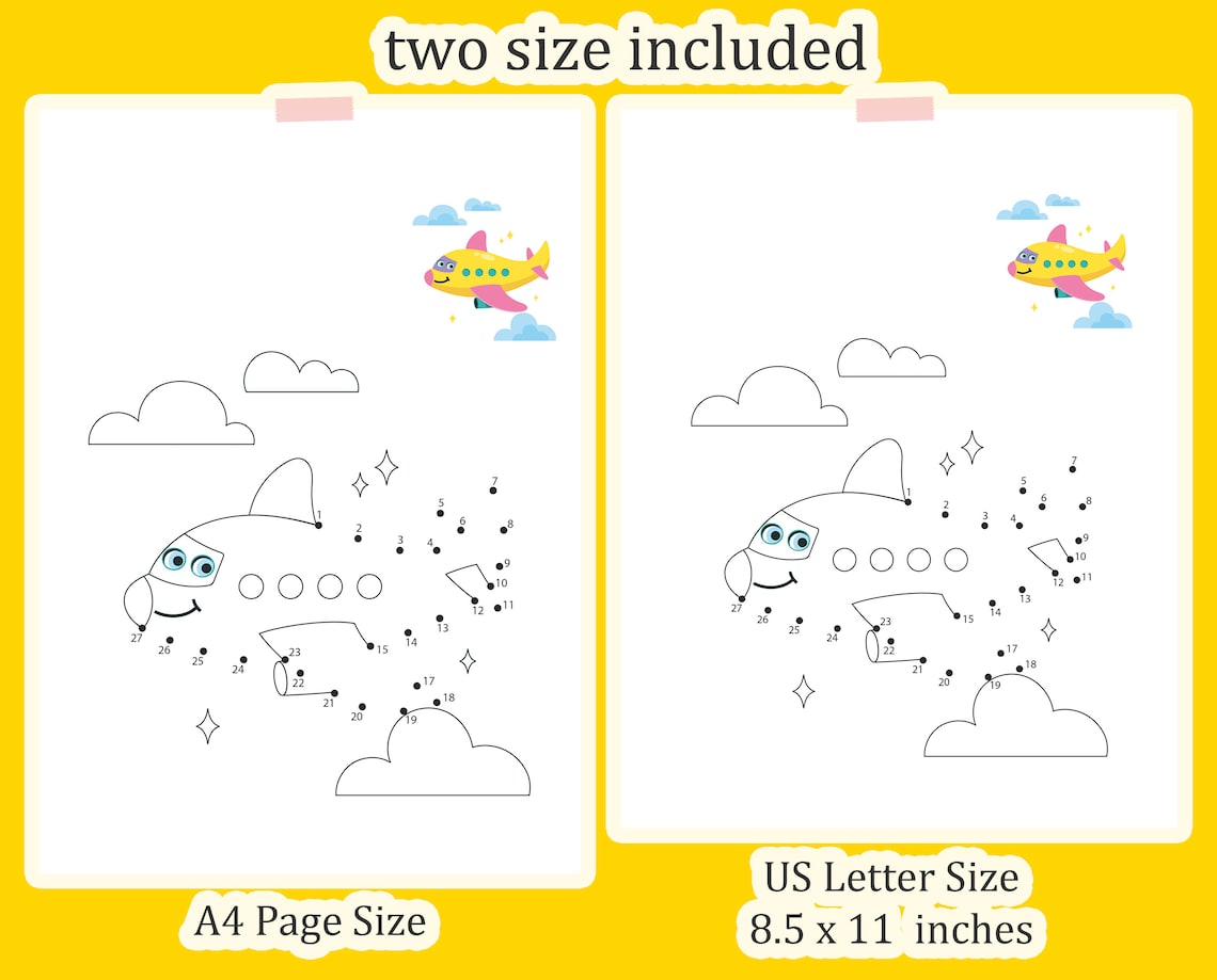 50 Printable Dot to Dot Pages for Kids, U.S Letter Size Dot to Dot ...