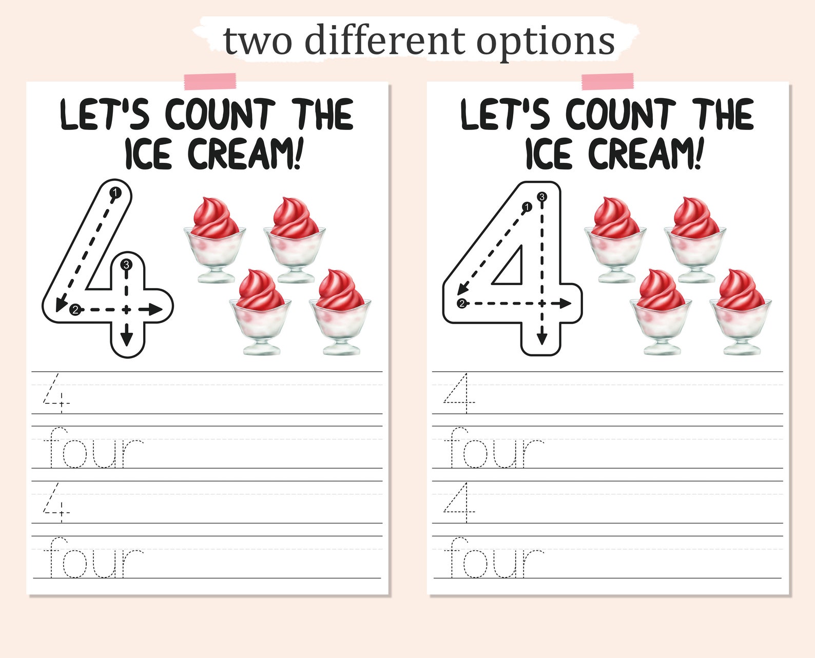 Preschool & Kindergarten NUMBER TRACING WORKSHEETS, 0-10 Count the Ice ...