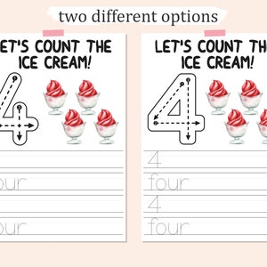 Preschool & Kindergarten NUMBER TRACING WORKSHEETS, 0-10 Count the Ice ...