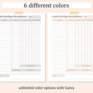 Editable CASH ENVELOPE BREAKDOWN Sheet, Sinking Fund Breakdown, Savings ...