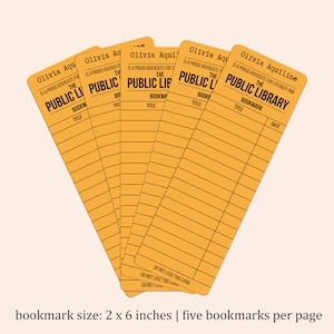 Personalized Library Card Bookmarks: Reading List Set (digital Download ...