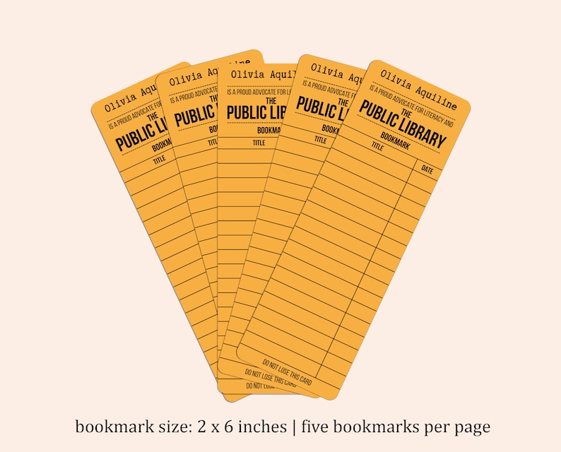 Personalized Library Card Bookmarks: Reading List Set (digital Download ...