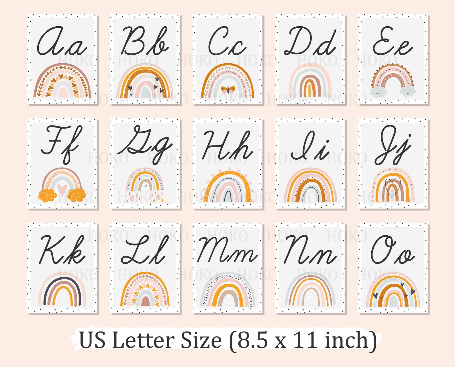 Boho Rainbow Cursive Alphabet Poster: Classroom Decor (digital Download ...