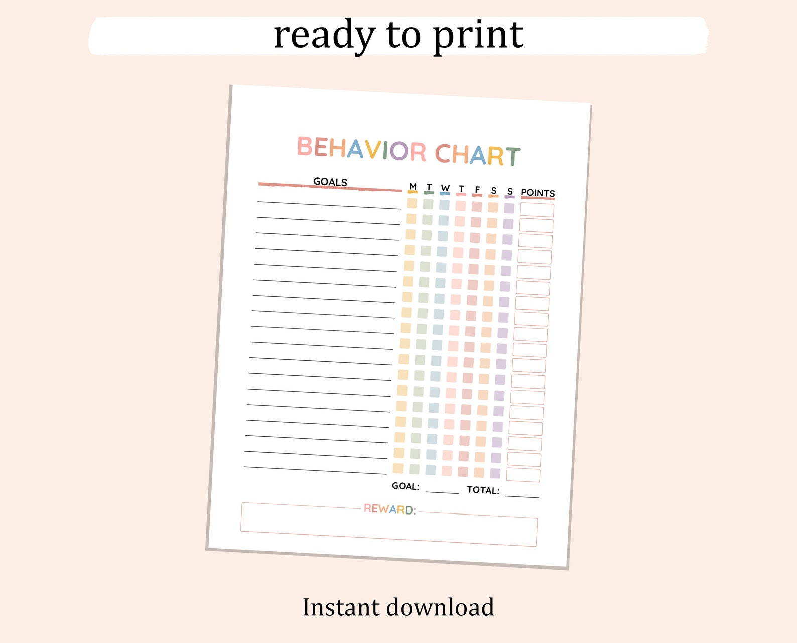Editable Behavior Chart for Kids Printable Chore Chart Good Behavior ...