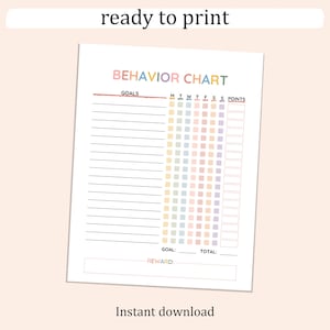 Editable Kids Behavior Chart: Printable Chore & Reward System (US ...