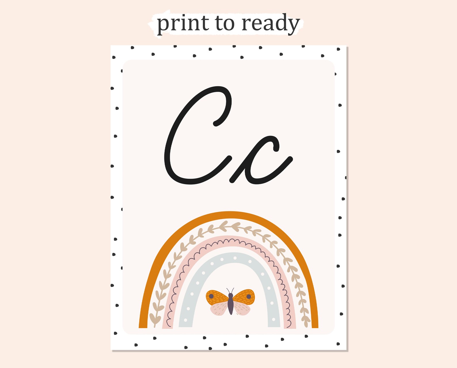 Boho Rainbow Alphabet Posters, Cursive Alphabet, Print Alphabet ...