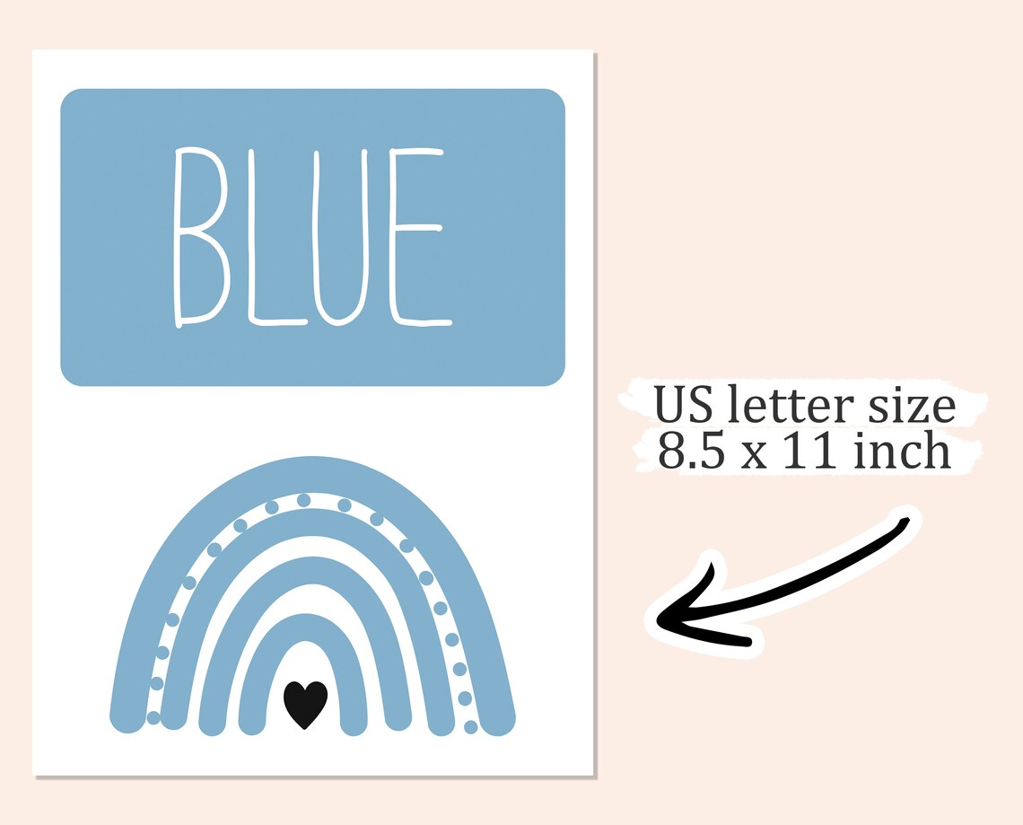 Boho Rainbow Color Poster, Printable Classroom Decor, Neutral Rainbow ...