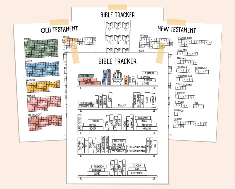 BIBLE READING TRACKER Printable, Books of the Bible, Christian Planner ...
