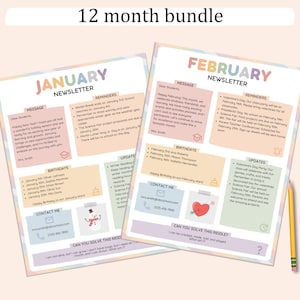 Editable School Newsletter Template Bundle: Monthly PTA Flyer (canva ...