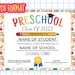 Editable PRESCHOOL GRADUATION Certificate, Preschool Diploma, Last Day ...