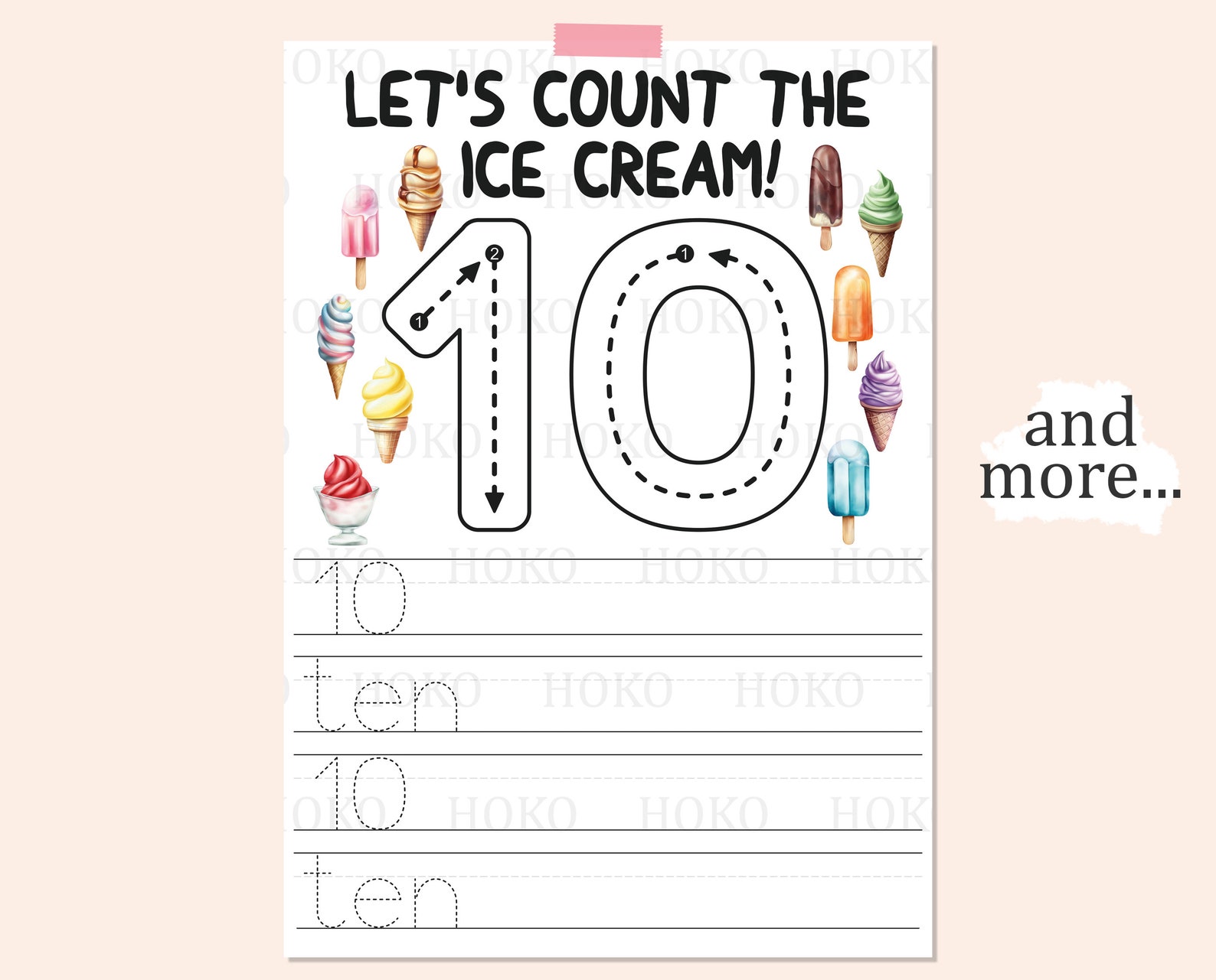 Preschool & Kindergarten NUMBER TRACING WORKSHEETS, 0-10 Count the Ice ...