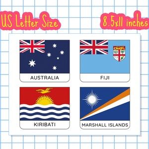 Oceaniai Countries Flags Flashcards, Australia Countries Flags ...