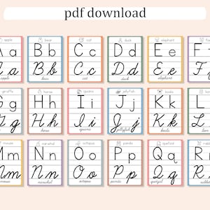 CURSIVE Handwriting ALPHABET POSTERS, Printable Classroom Decor ...