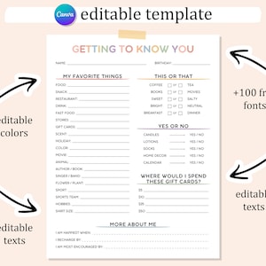 Editable Get to Know You Printable: Employee Survey (PDF) - Etsy