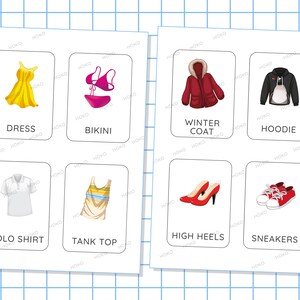 CLOTHES and ACCESSORIES Flashcards | 32 Montessori Cards | Flash Cards ...