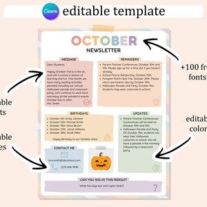 Editable School Newsletter Template Bundle: Monthly PTA Flyer (canva ...