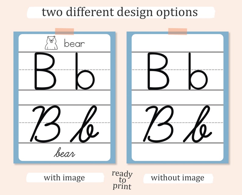 CURSIVE Handwriting ALPHABET POSTERS, Printable Classroom Decor ...