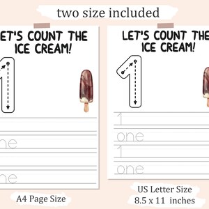 Preschool & Kindergarten NUMBER TRACING WORKSHEETS, 0-10 Count the Ice ...