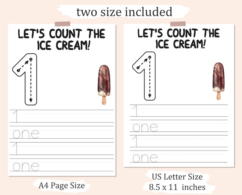 Preschool & Kindergarten NUMBER TRACING WORKSHEETS, 0-10 Count the Ice ...