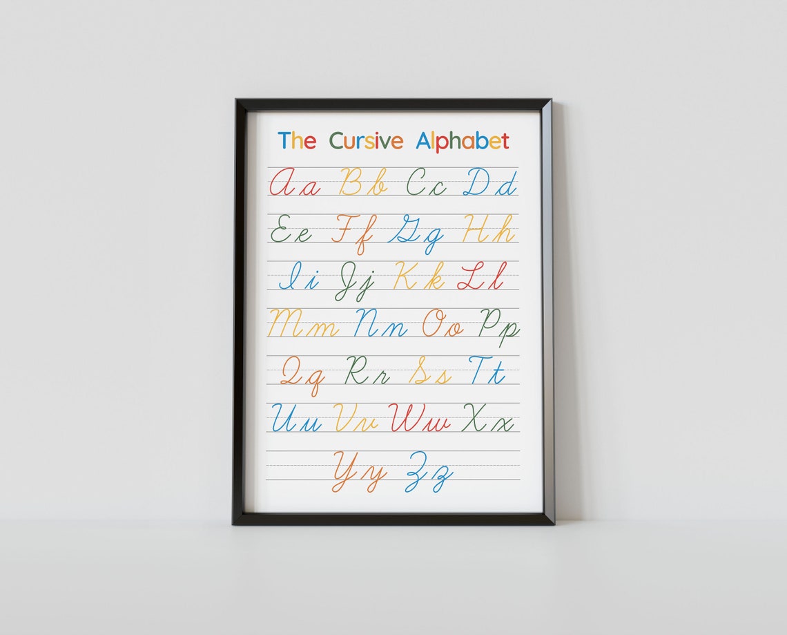 Printable CURSIVE ALPHABET POSTER, Cursive Handwriting Chart, Alphabet ...
