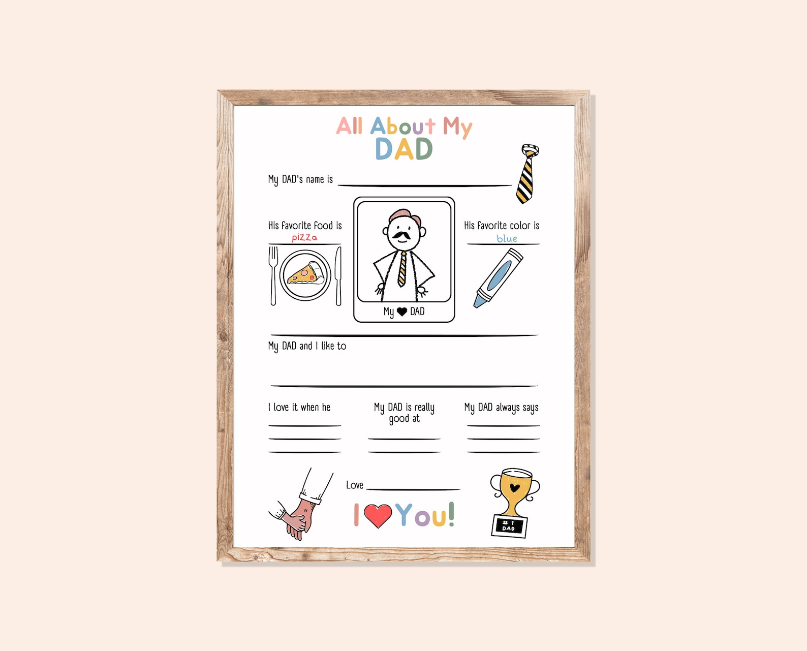 All About My Dad Questionnaire Printable, Fathers Day Coloring Card ...