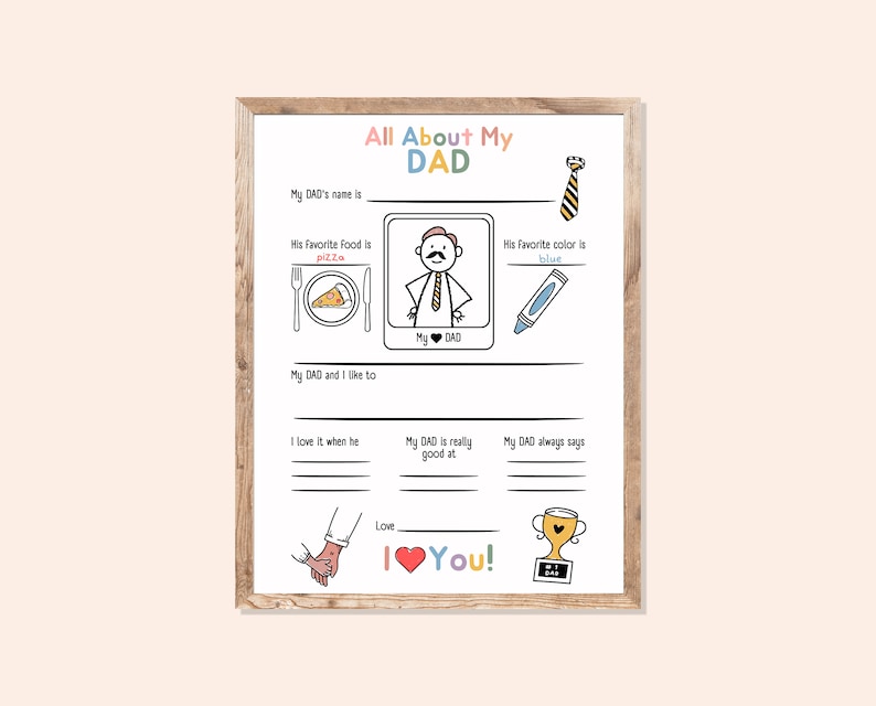 All About My Dad Questionnaire Printable, Fathers Day Coloring Card ...