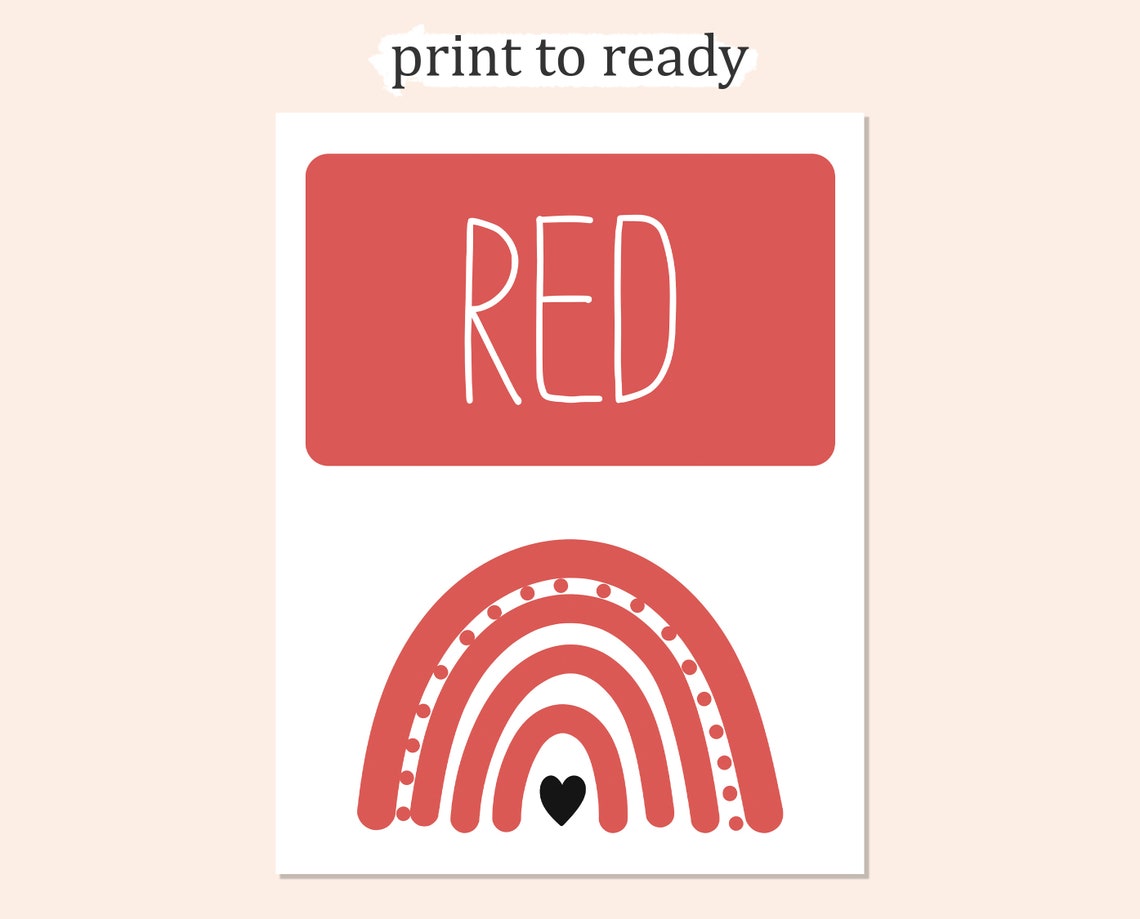 Boho Rainbow Color Poster, Printable Classroom Decor, Neutral Rainbow ...