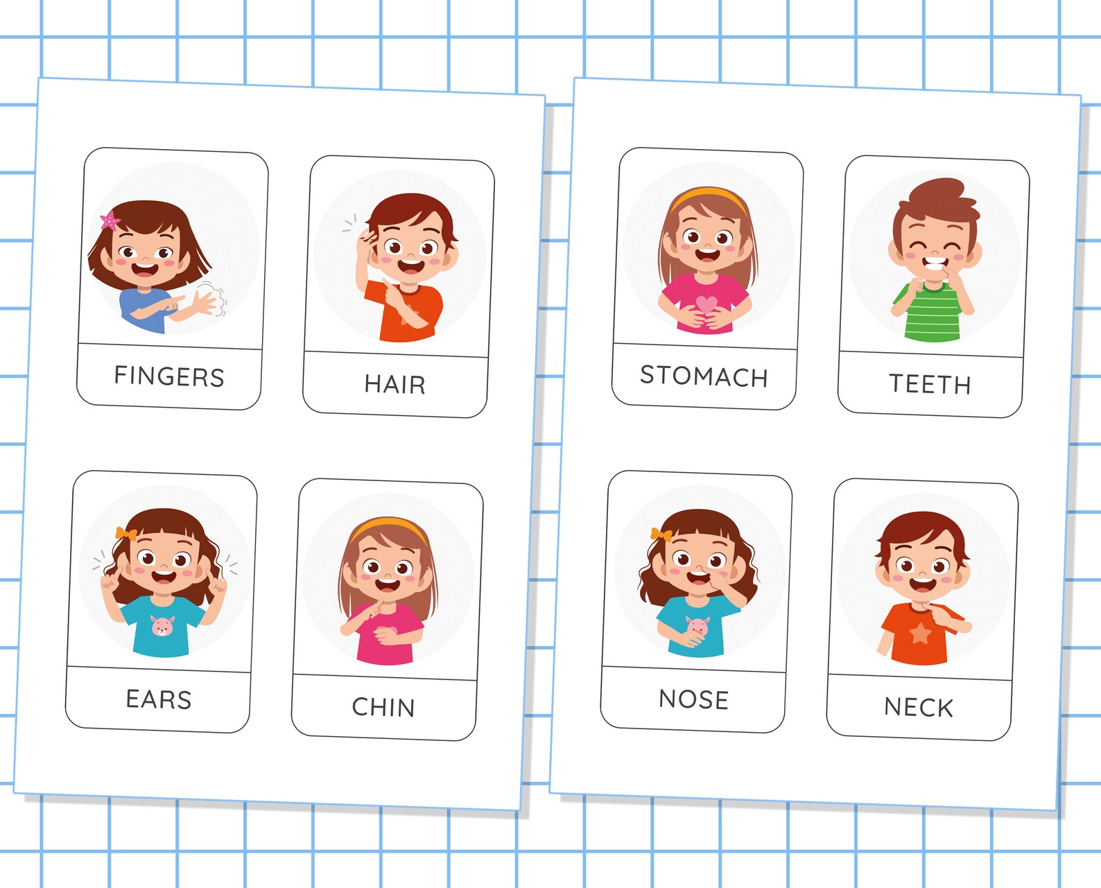 Educational BODY PARTS Flashcards for Kids | Learn With Fun, Preschool ...