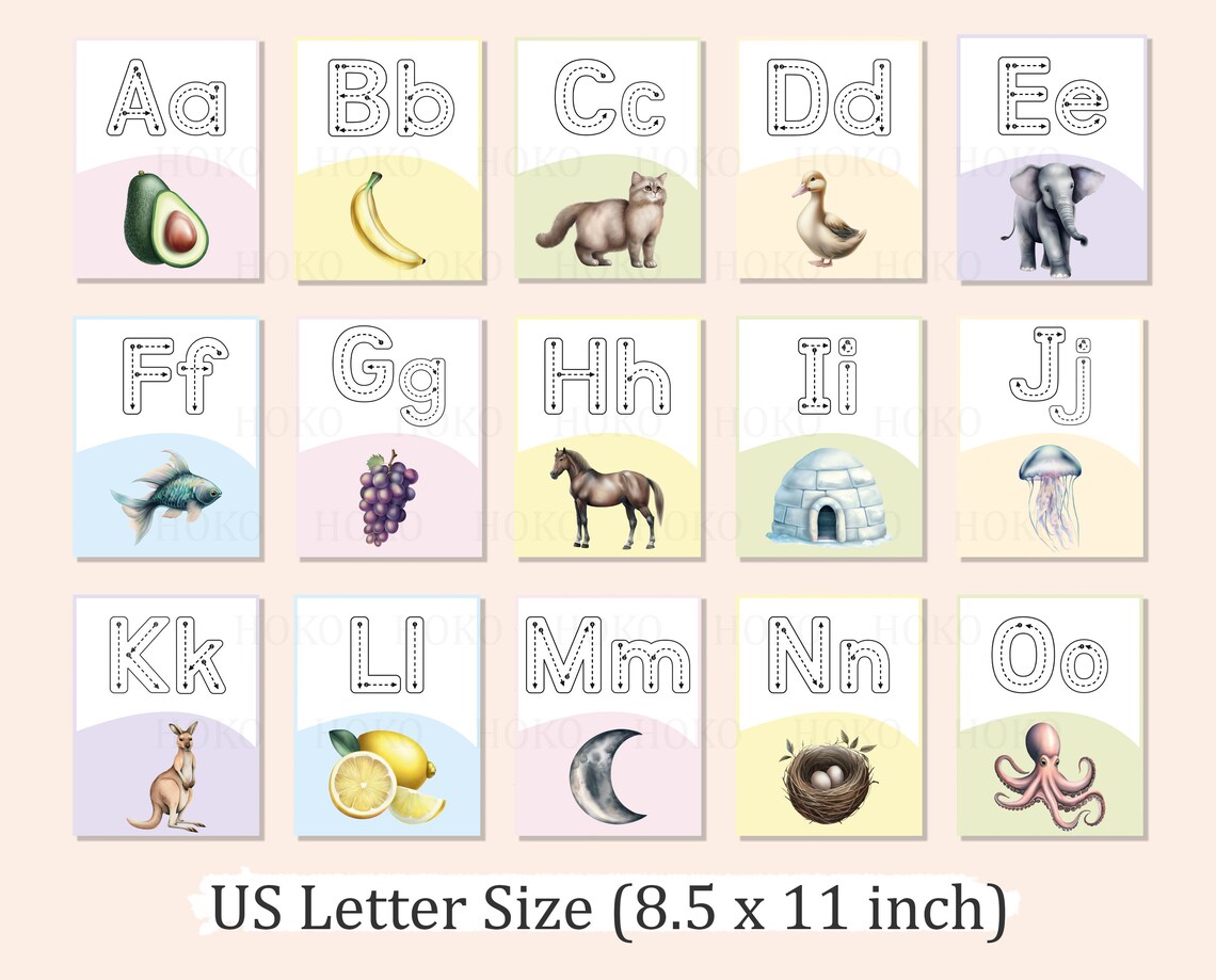 Animal Alphabet Tracing Posters: Minimal Classroom Decor (digital ...
