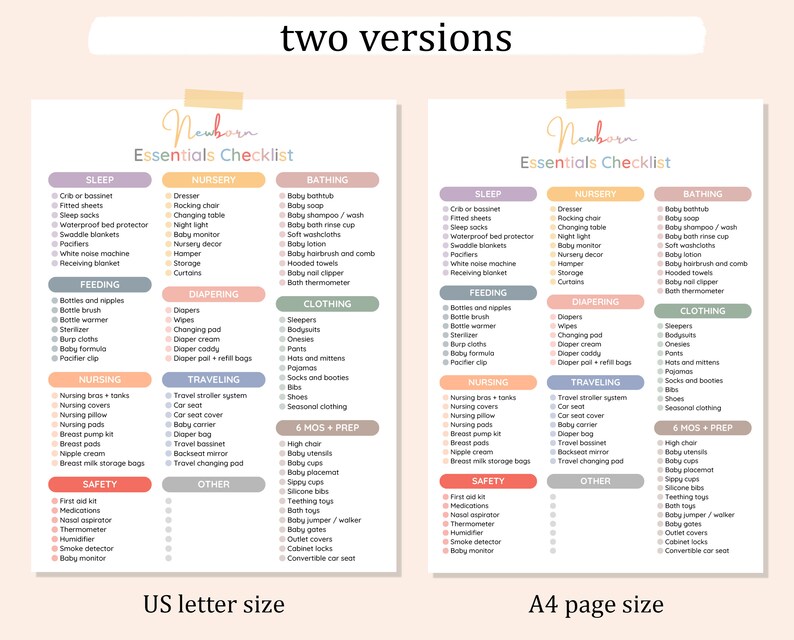 Editable Baby Essentials Checklist, Newborn Essentials Checklist, Baby ...