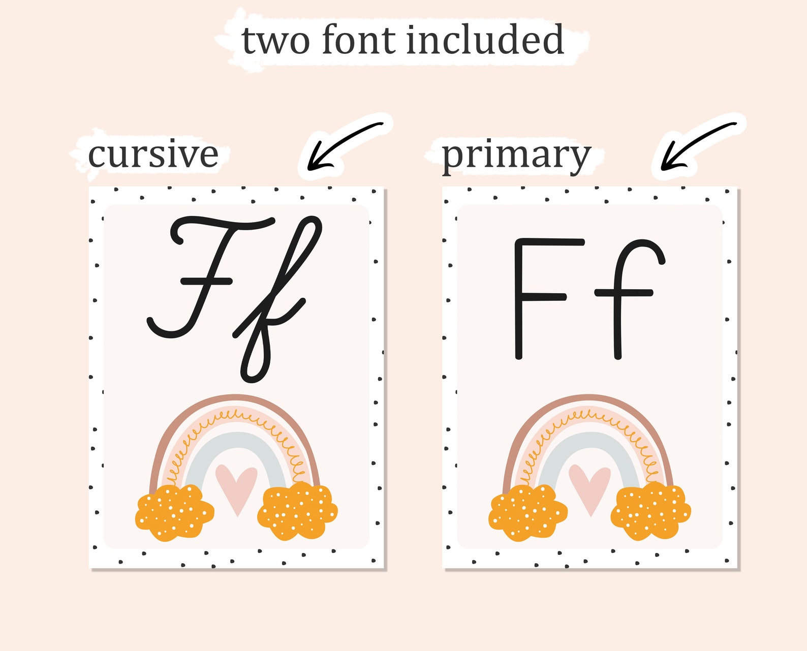 Boho Rainbow Alphabet Posters, Cursive Alphabet, Print Alphabet ...